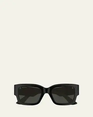 Gucci Gucci Oversized Rectangle Sunglasses Shiny Black