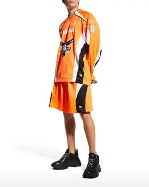 Balenciaga Men's Blncg Logo Hockey Jersey - Orange/blk