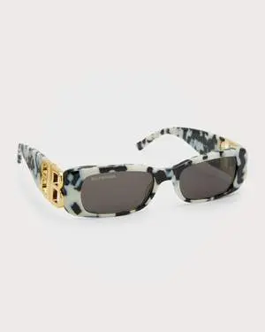 Balenciaga Logo Rectangle Sunglasses 005 Black/white