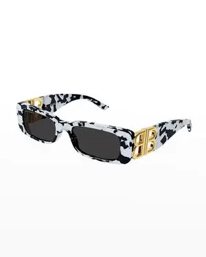 Balenciaga Logo Rectangle Sunglasses Black/white