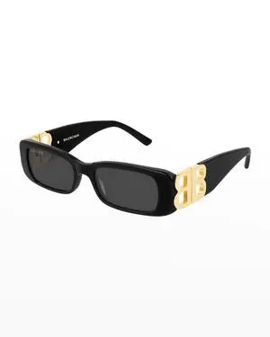 Balenciaga Logo Rectangle Sunglasses Shiny Black