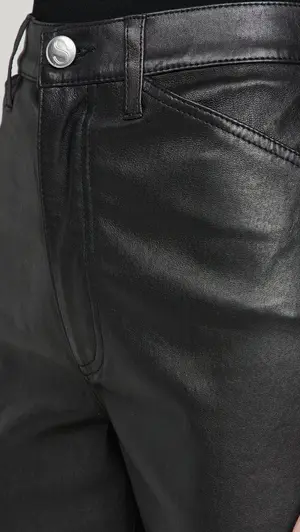 Sprwmn Straight Leg Leather Pants - Black