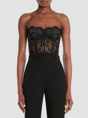 Alexander McQueen Strapless Lace Crop Bustier