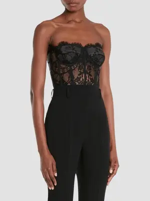 Alexander McQueen Strapless Lace Crop Bustier