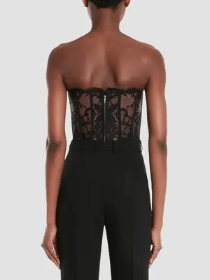 Alexander McQueen Strapless Lace Crop Bustier