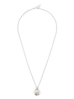 DOWER & HALL Hammered Disc Pearl Pendant Necklace - Silver