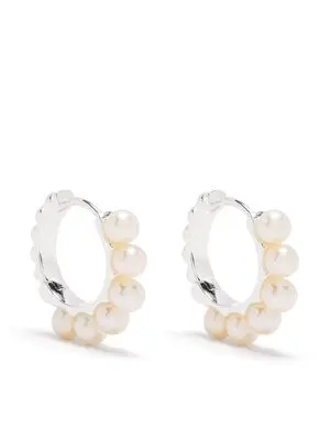 DOWER & HALL Silver Timeless Pearl Huggie Earrings