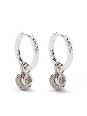 DOWER & HALL Hammered Hoop Earrings With White Sapphire