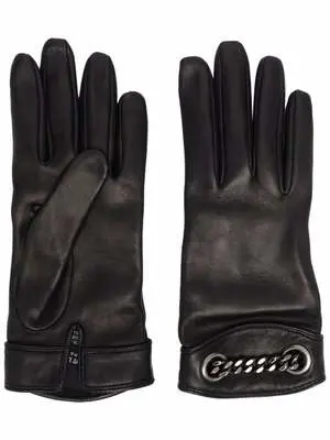 Saint Laurent Chainlink Leather Gloves - Black