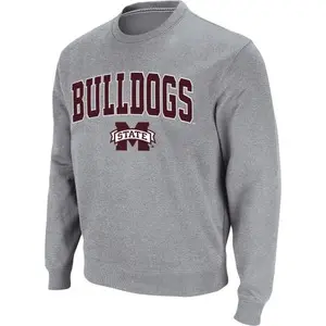 COLOSSEUM Mississippi State Bulldogs Arch & Logo Tackle Twill Pullover Sweatshirt - Heather Gray