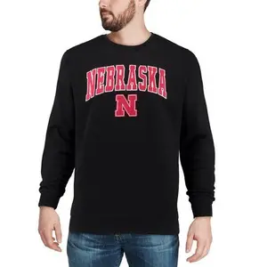 COLOSSEUM Nebraska Huskers Arch & Logo Crew Neck Sweatshirt - Black