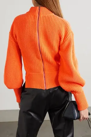 David Koma Embellished Cutout Ribbed Cotton-blend Sweater