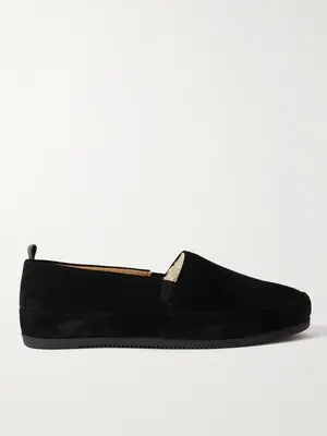 Mulo Shearling-lined Suede Slippers - Black
