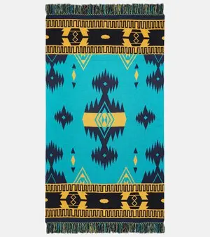 Alanui Icon Wool-blend Jacquard Blanket - Blue