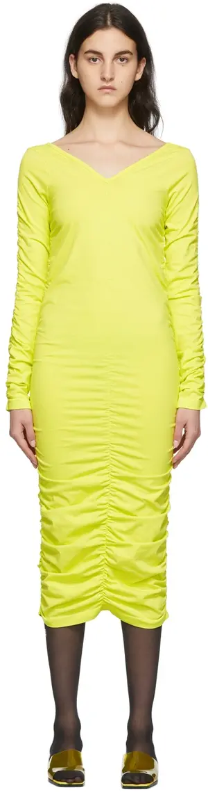 Helmut Lang Helmut Lang Ruched Dress - Xbk Acid Lime