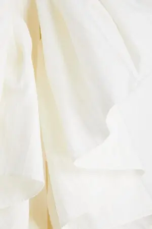 Victoria Beckham Ruffled Striped Cotton Blouse - Off-white