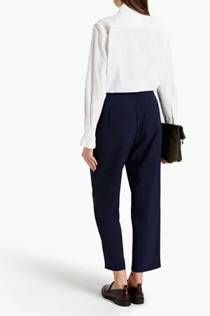 Victoria Beckham Ruffled Striped Cotton Blouse