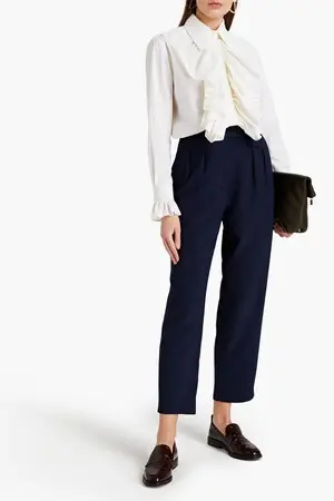 Victoria Beckham Ruffled Striped Cotton Blouse