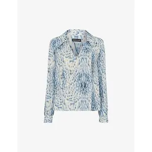 Whistles Blue/multi Limited-edition Animal-print Woven Shirt