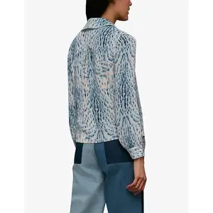 Whistles Blue/multi Limited-edition Animal-print Woven Shirt