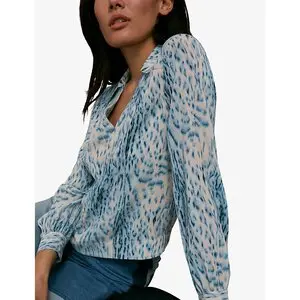 Whistles Blue/multi Limited-edition Animal-print Woven Shirt