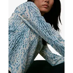 Whistles Blue/multi Limited-edition Animal-print Woven Shirt