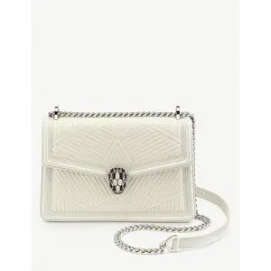 BVLGARI White Agate Serpenti Forever Quilted Leather Shoulder