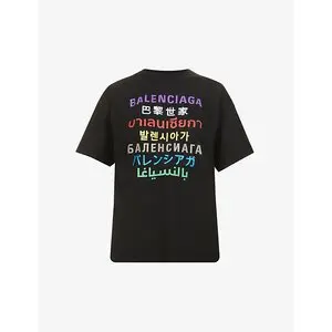 Balenciaga Blk Multi Languages-Print Jersey T-Shirt - One-Color