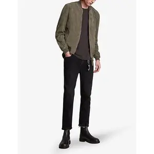 ALLSAINTS Khaki Green Kemble Suede Bomber Jacket