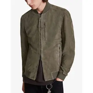 ALLSAINTS Khaki Green Kemble Suede Bomber Jacket