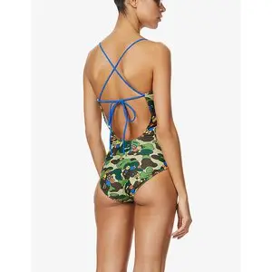 A Bathing Ape Green Abc Flower-Print Swimsuit - One-Color