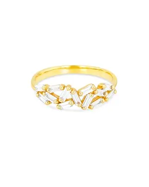 SUZANNE KALAN 18k Yellow Fireworks Diamond Baguette Ring - Gold