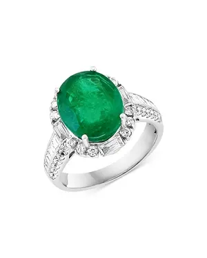Bloomingdale'S Emerald And Diamond Ring In 14k White Gold - Green/white