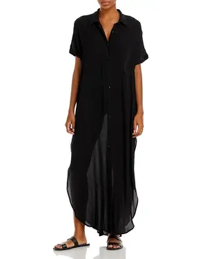Aqua Swim Button Front Maxi Swim Cover-up Exclusive