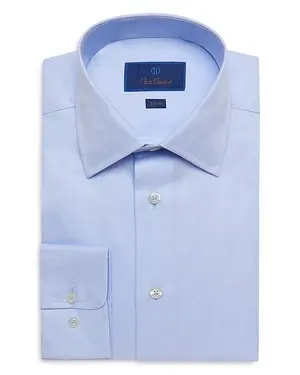 David Donahue Dobby Weave Trim Fit Dress Shirt