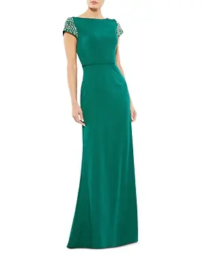 Mac Duggal Mac Duggal Embellished Sleeve Gown Emerald