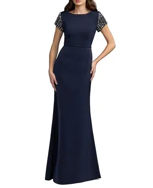 Mac Duggal Embellished Sleeve Gown - Midnight