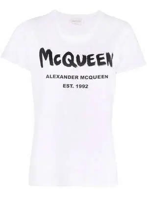 Alexander McQueen Logo-print Cotton T-shirt - White