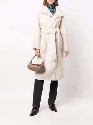 YVES SALOMON Belted Shearling Coat