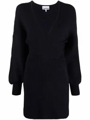 GANNI V-neck Mini Dress