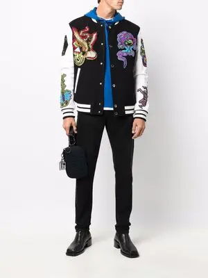 Philipp Plein Tattoo-patches Leather Bomber Jacket