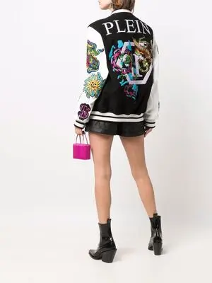 Philipp Plein Tattoo-patches Leather Bomber Jacket
