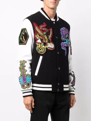 Philipp Plein Tattoo-patches Leather Bomber Jacket