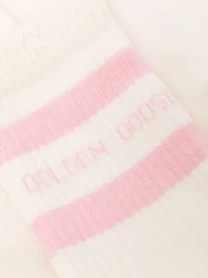 GOLDEN GOOSE Distressed Striped Socks - White