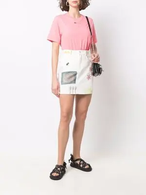 Alexander McQueen Floral-print Denim Mini Skirt - White