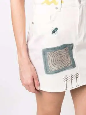 Alexander McQueen Floral-print Denim Mini Skirt - White