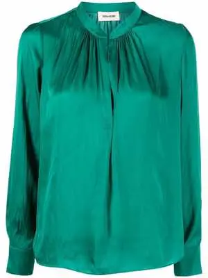 Zadig&Voltaire Emerald Satin Band Collar Blouse