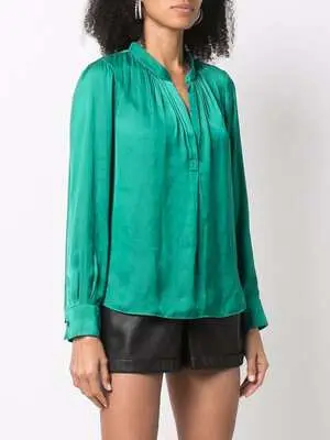 Zadig&Voltaire Emerald Satin Band Collar Blouse