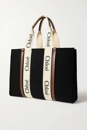 Chloé Woody Large Leather-trimmed Wool-felt Tote