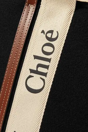 Chloé Woody Large Leather-trimmed Wool-felt Tote